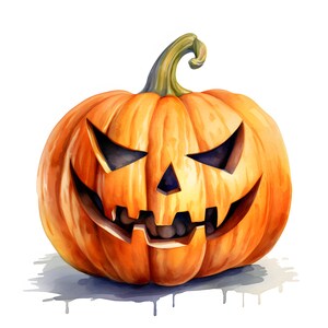 Watercolor Jack O Lantern Clipart: Halloween Pumpkin Images (digital ...