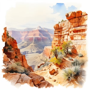 Grand Canyon Clipart, Grand Canyon Landscape Images, 10 Watercolor Clip ...
