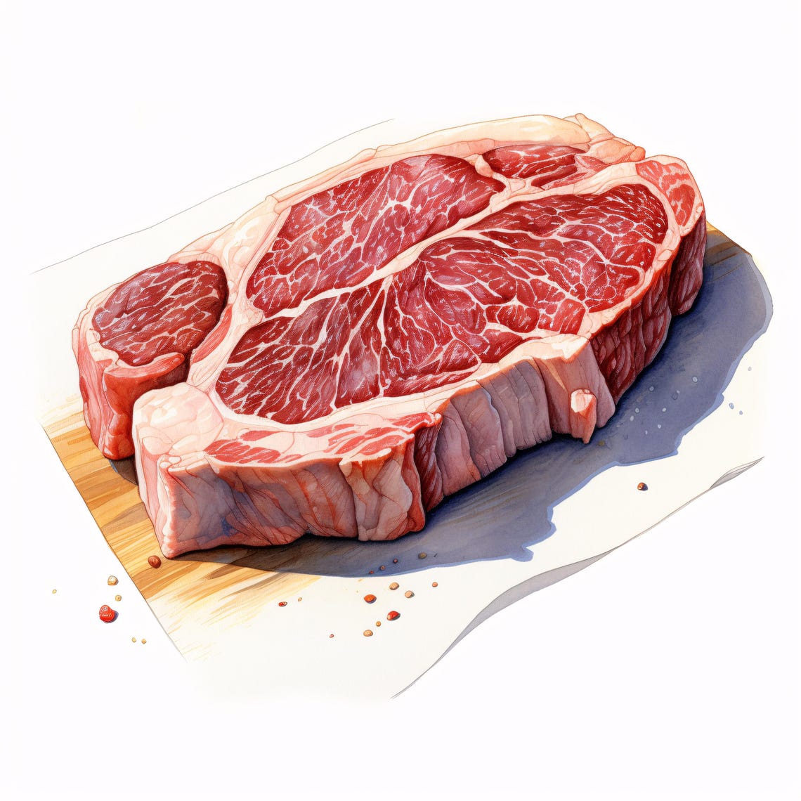 Ribeye Steak Clipart, Raw Meat Food Images, 10 Watercolor Clip Art ...