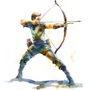 Watercolor Archer Clipart: Archery Images for Commercial Use (jpgs) - Etsy