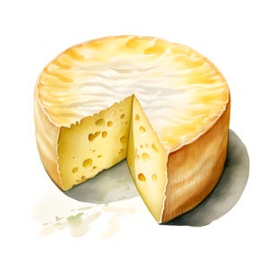 Round Cheese Clipart, Cheese With Piece Images, 10 Watercolor Clip Art ...
