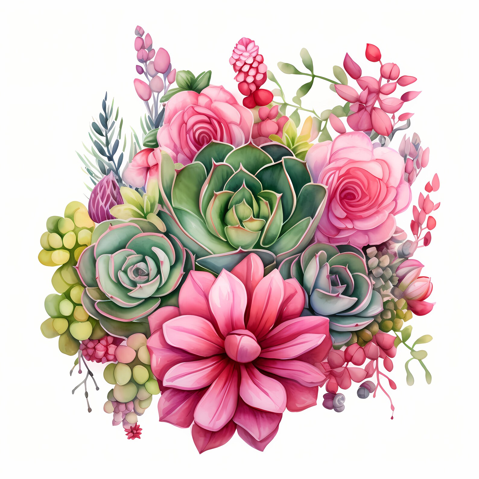 Succulents Clipart, Cactus Succulent Images, 10 Watercolor Clip Art ...