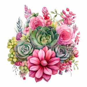 Succulents Clipart, Cactus Succulent Images, 10 Watercolor Clip Art ...