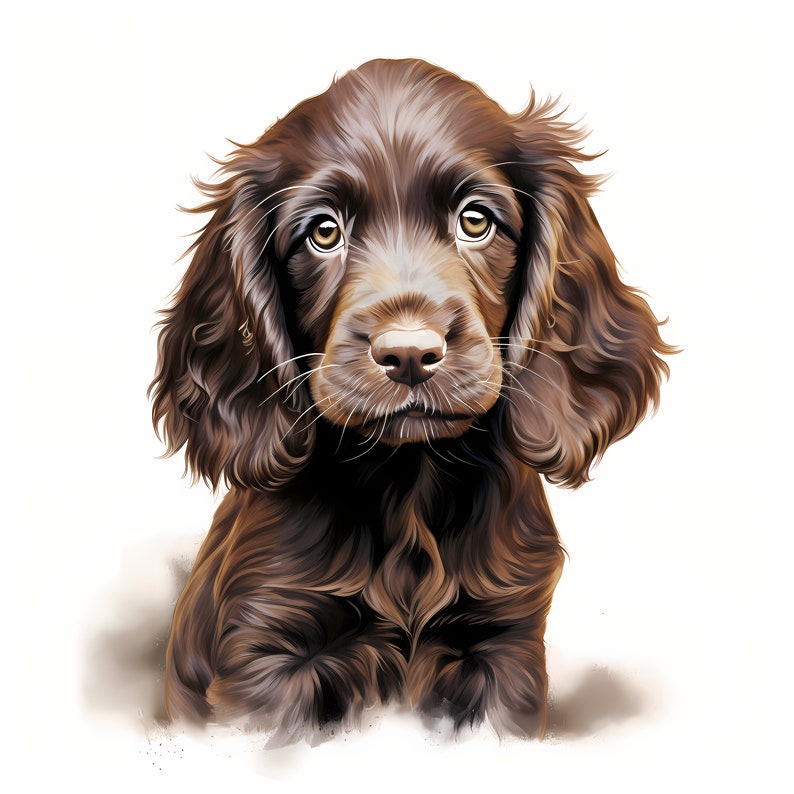 10 Field Spaniel, Puppy Dog, Field Spaniel JPG, Watercolor Clipart ...