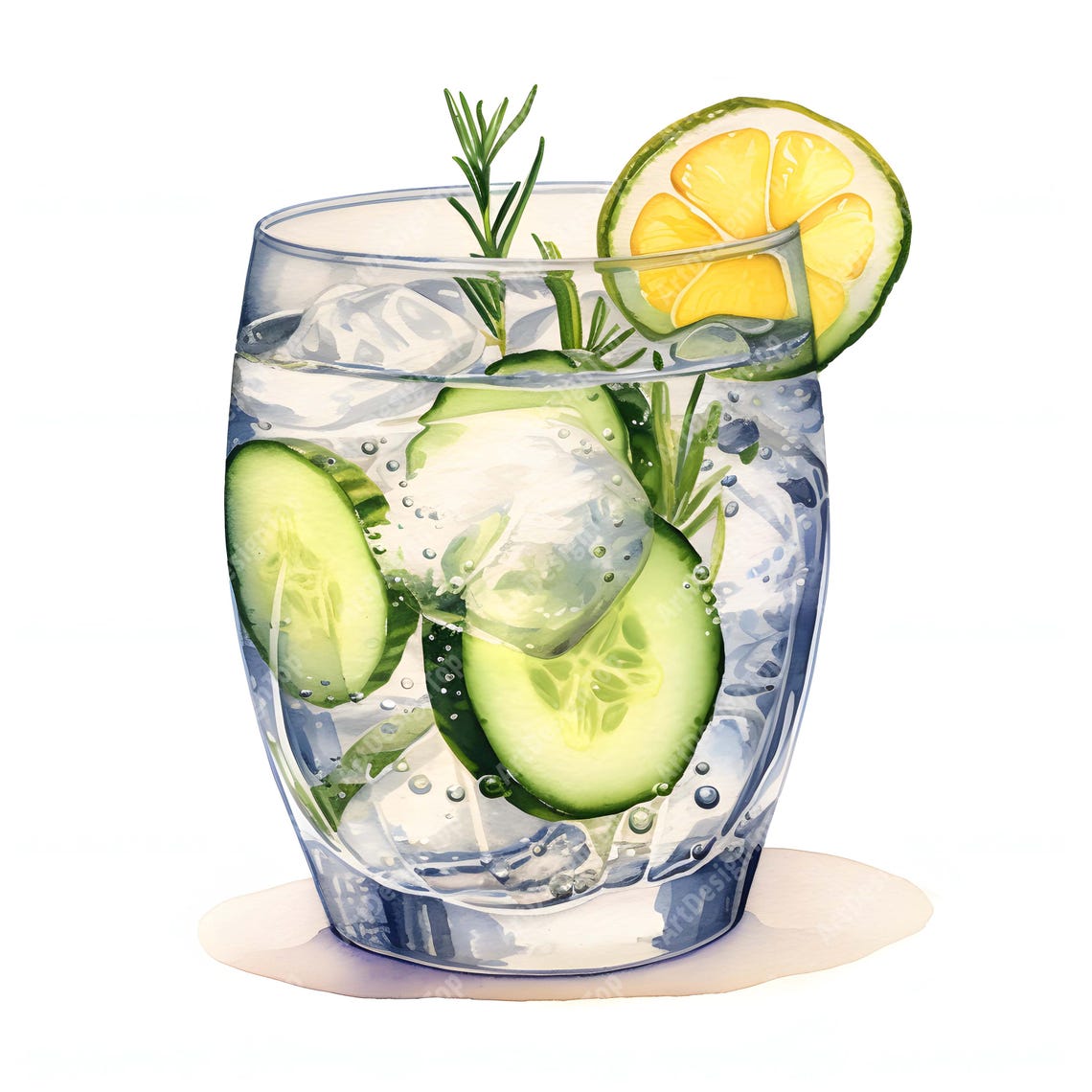 Watercolor Gin and Tonic Clipart: Cocktail Illustration (jpgs, Instant ...