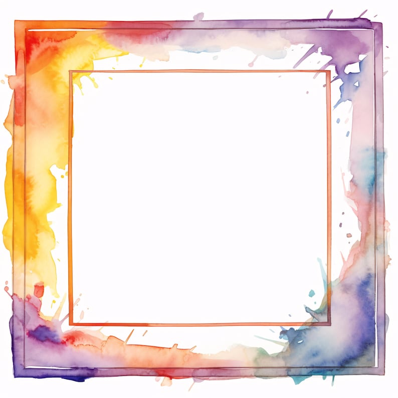 Watercolor Frame Clipart, Colorful Border Images, 10 Watercolor Clip ...