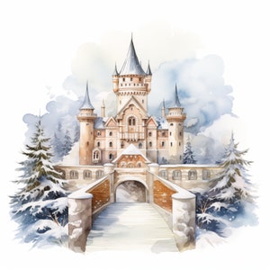 Winter Castle Clipart, Snow Palace Images, 10 Watercolor Clip Art ...