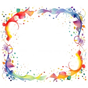 Watercolor Confetti Frame Clipart: Colorful Border Images (jpgs) - Etsy