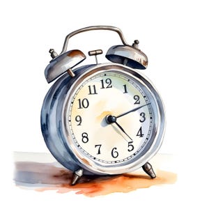 Alarm Clock Clipart, Old Fashioned Alarm Images, 10 Watercolor Clip Art ...