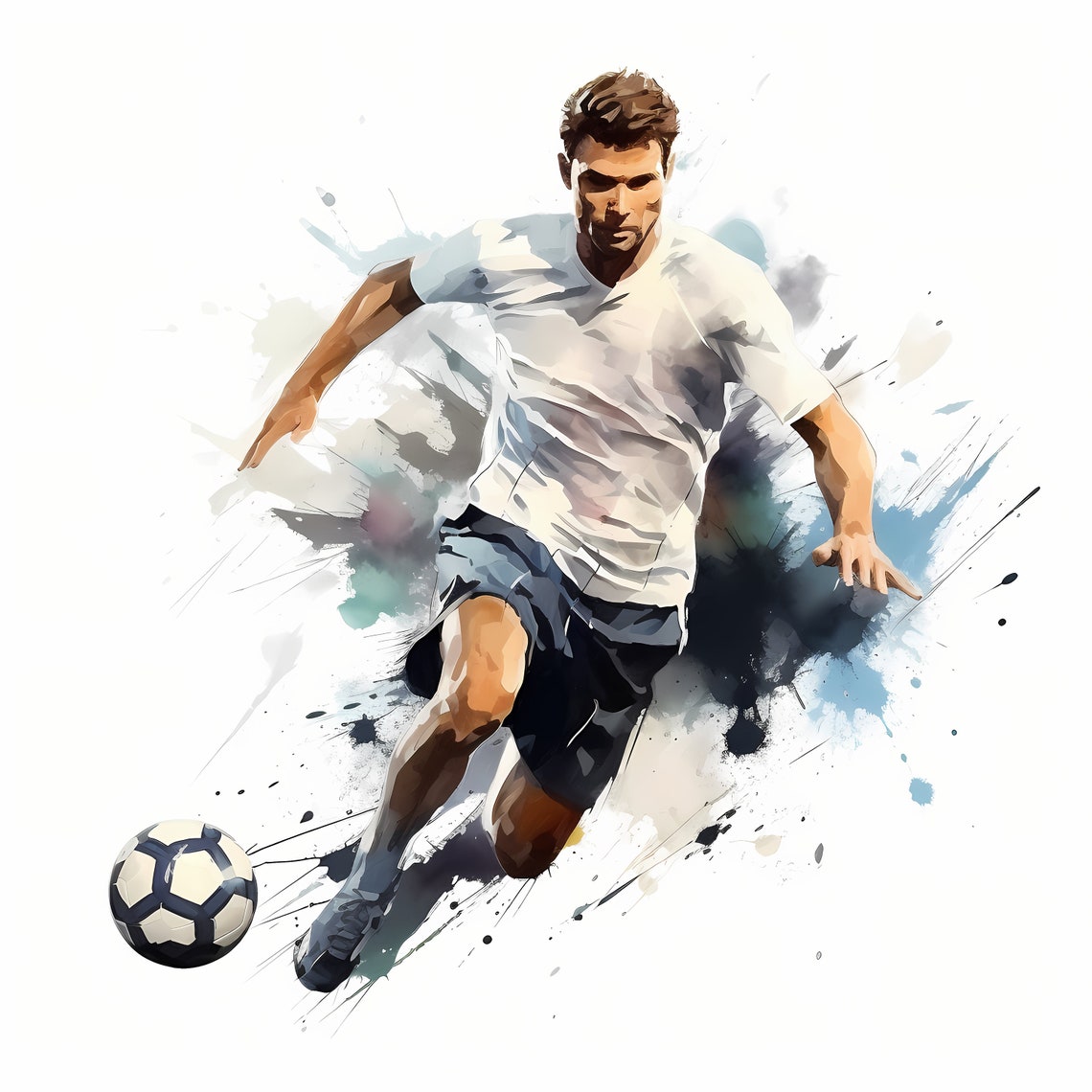 Watercolor Soccer Player Clipart: 10 JPG Images (commercial Use) - Etsy