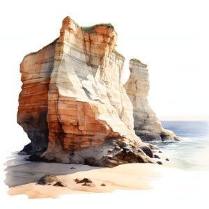 Cliffs Clipart, Coast Cliffs Images, 10 Watercolor Clip Art, Printable ...