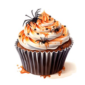 Halloween Cupcake Clipart, Scary Cupcakes Images, 10 Watercolor Clip ...