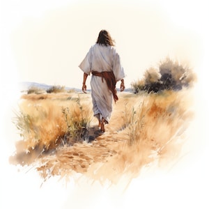 Jesus Christ Watercolor Clipart: Walking Images (JPG Digital Download ...