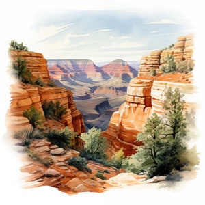 Grand Canyon Clipart, Grand Canyon Landscape Images, 10 Watercolor Clip ...