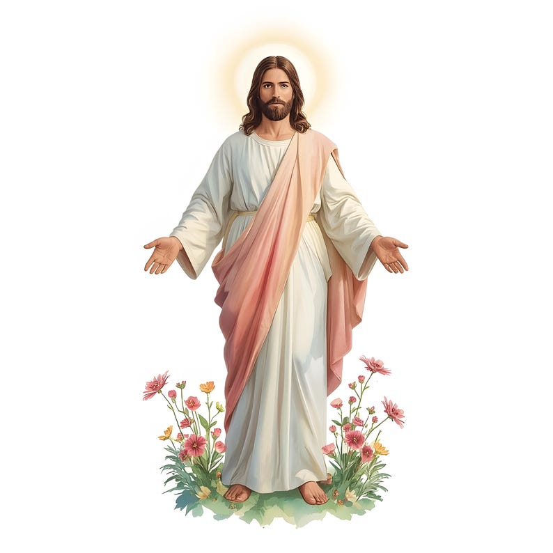 Jesus Clipart, Floral Christian Images, 10 Watercolor Clip Art ...