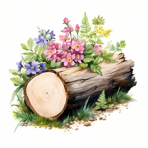 Watercolor Log Clipart: Wildflower Images (jpgs, Commercial Use) - Etsy