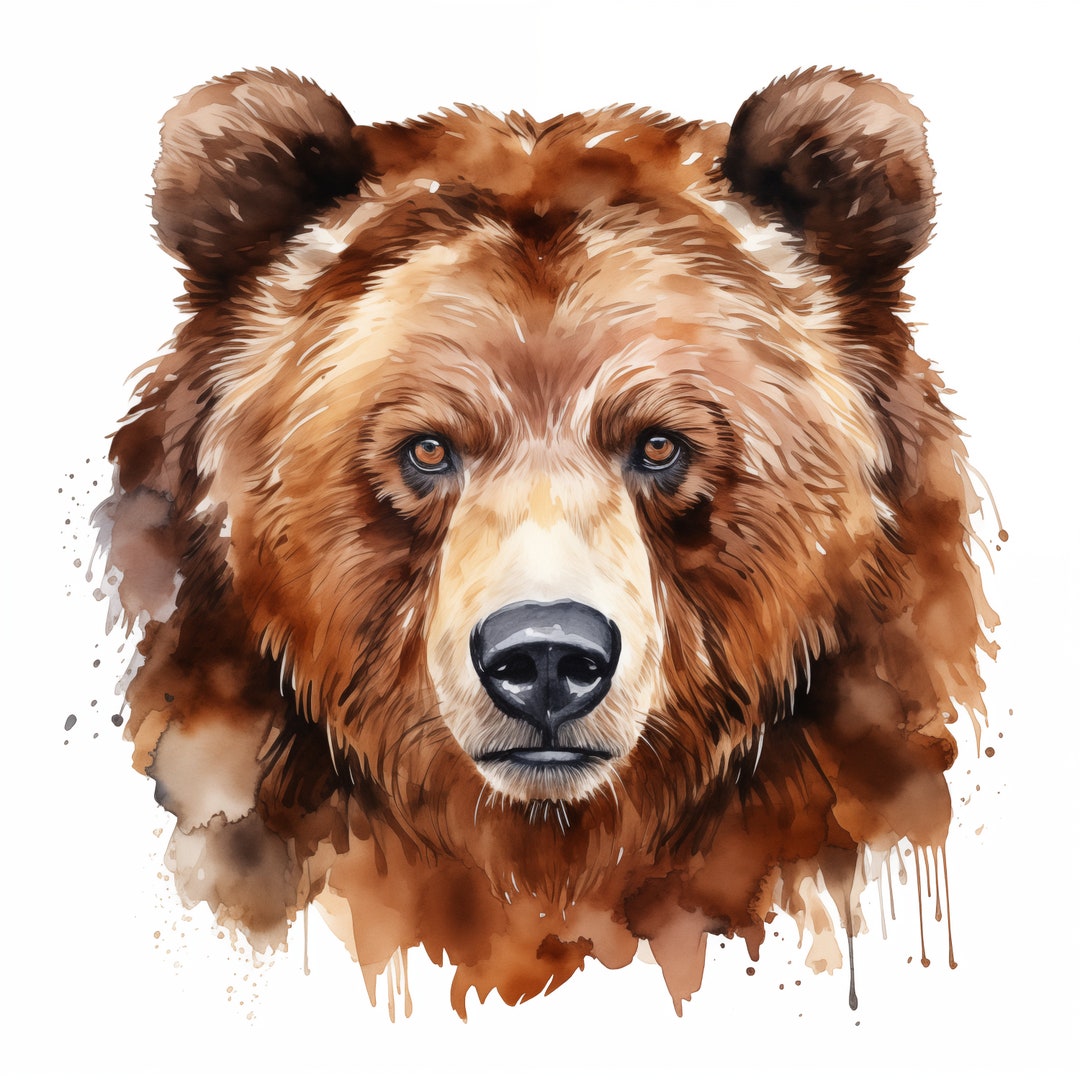 Watercolor Brown Bear Clipart: Printable JPG Images (commercial Use ...