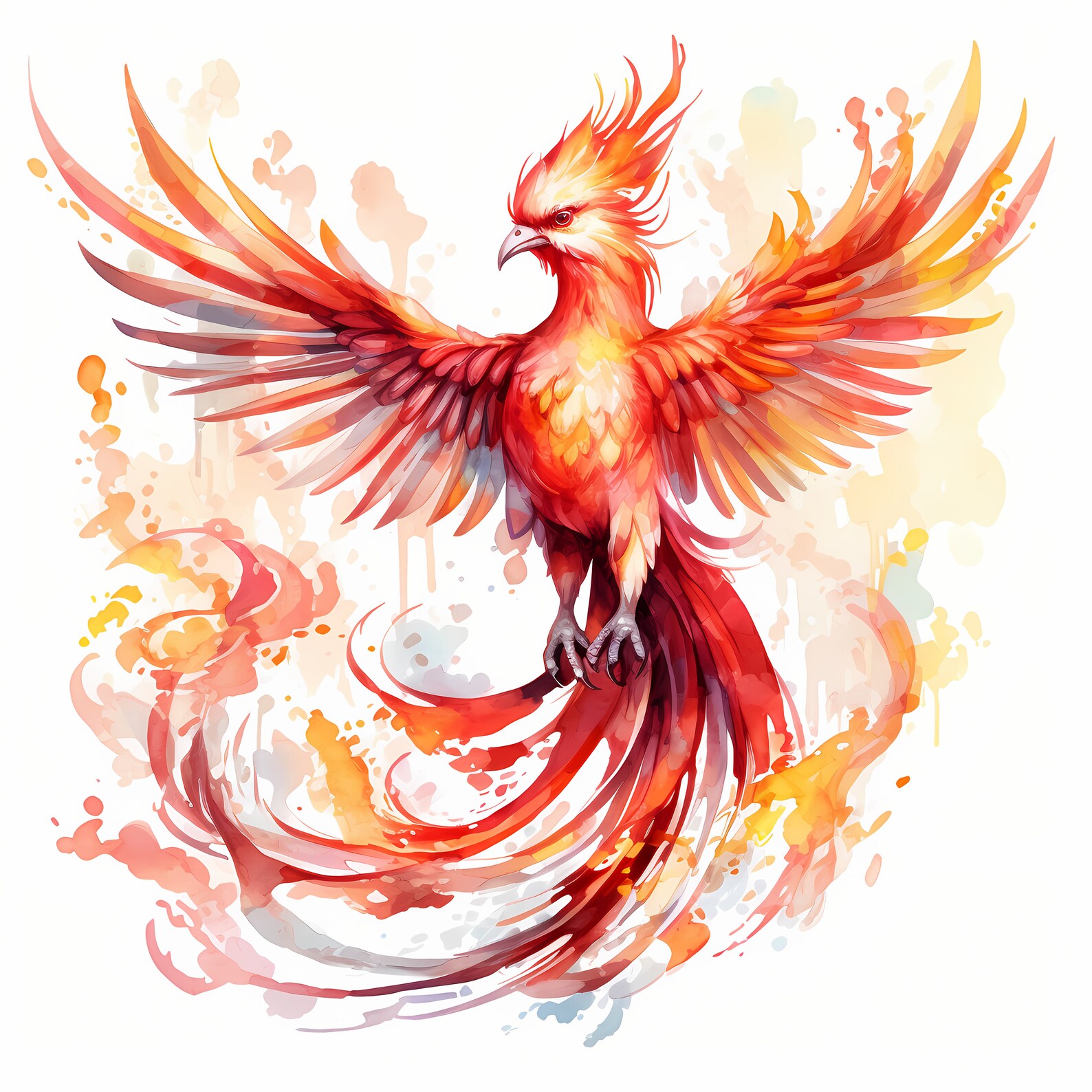 Phoenix Clipart, Fairytale Fire Bird Images, 10 Watercolor Clip Art ...