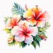 Watercolor Hibiscus Clipart: Tropical Flower Art, Exotic Botanical ...