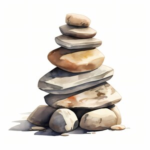 Cairns Clipart, Stone Cairns, Zen Stones Images, 10 Watercolor Clip Art ...