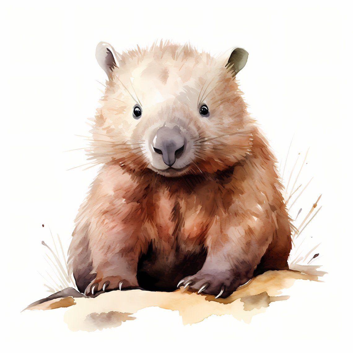 Watercolor Wombat Clipart: 10 JPG Images, Commercial Use (instant ...