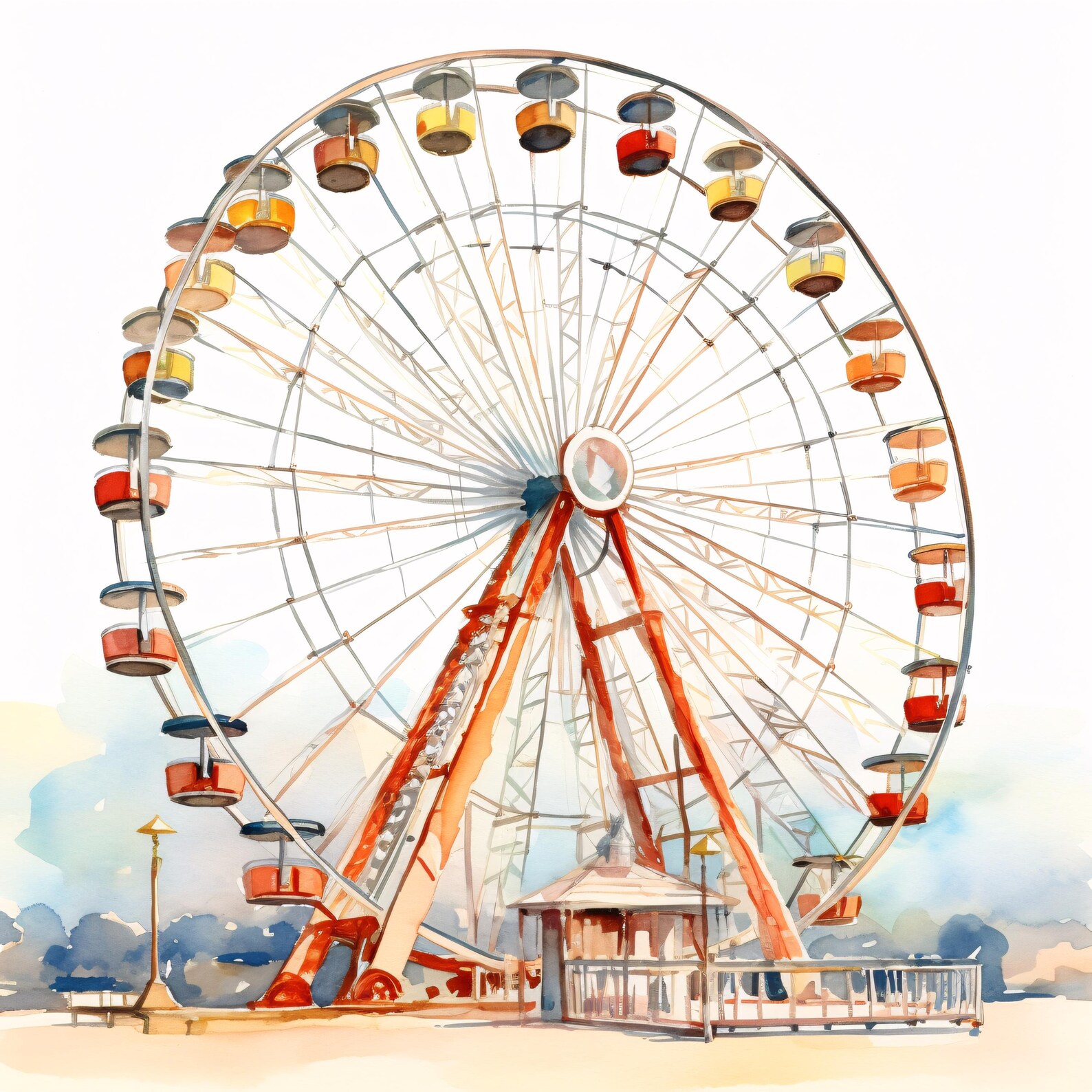 Ferris Wheel Clipart, Amusement Park Images, 10 Watercolor Clip Art ...