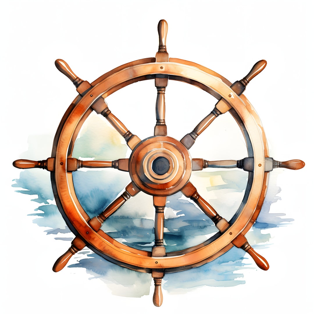 Ship Wheel Clipart, Boat Steering Wheels Images, 10 Watercolor Clip Art ...