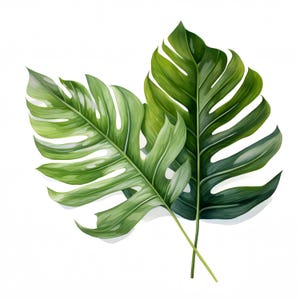 Tropical Leaves Clipart, Green Leaves Images, 10 Watercolor Clip Art ...