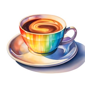 Rainbow Coffee Clipart, Colorful Coffee Images, 10 Watercolor Clip Art ...