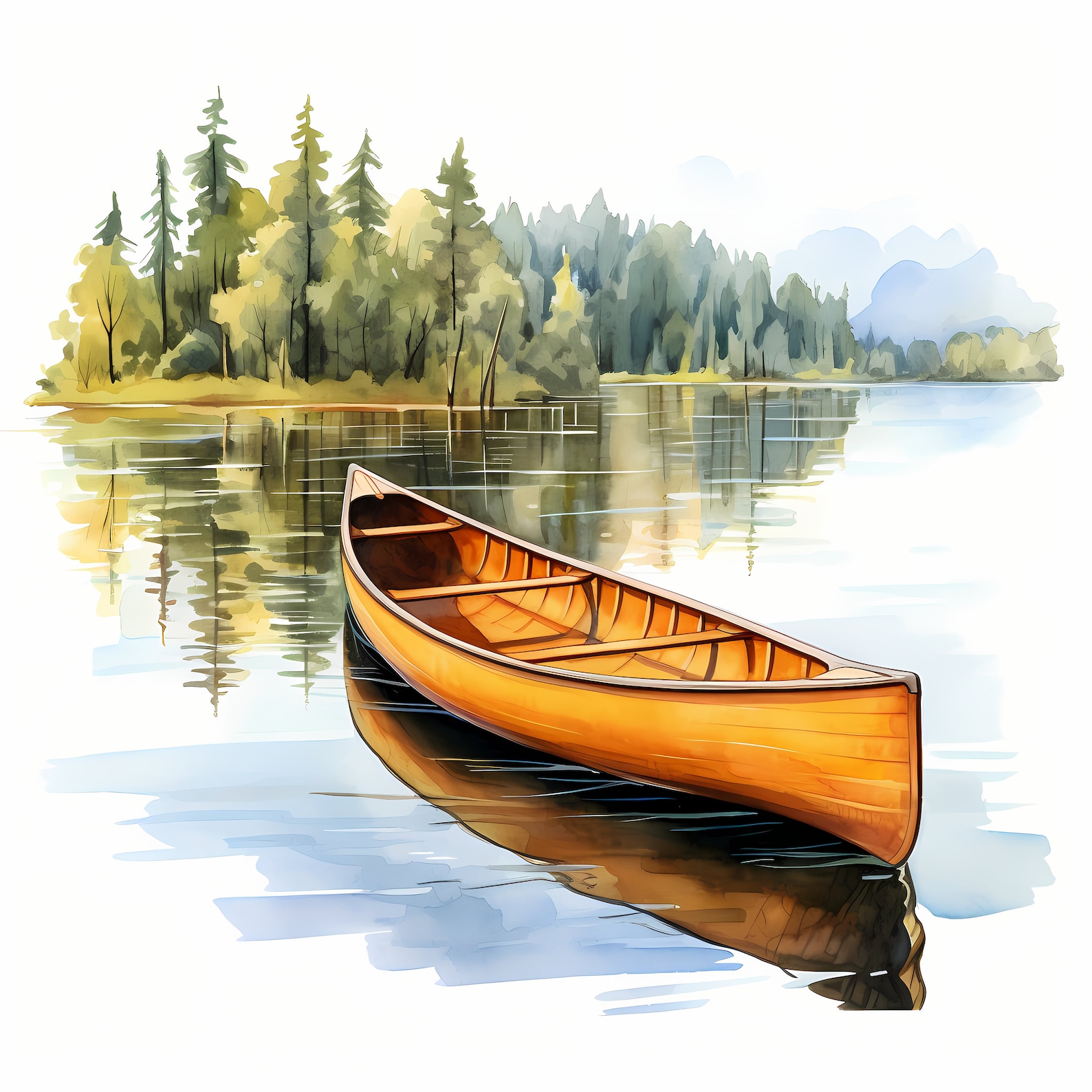 Canoe Clipart, Canoe in Lake Images, 10 Watercolor Clip Art, Printable ...
