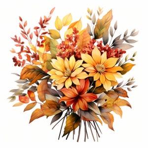 Autumn Leaves Clipart, Fall Leaves Bouquet Images, 10 Watercolor Clip ...