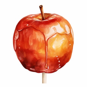 Caramel Apple Clipart, Sweet Apple Images, 10 Watercolor Clip Art ...