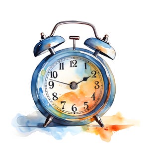 Alarm Clock Clipart, Old Fashioned Alarm Images, 10 Watercolor Clip Art ...