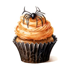 Halloween Cupcake Clipart, Scary Cupcakes Images, 10 Watercolor Clip ...