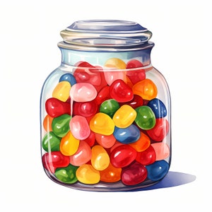 Jar With Candies Clipart, Candy Jars Images, 10 Watercolor Clip Art ...