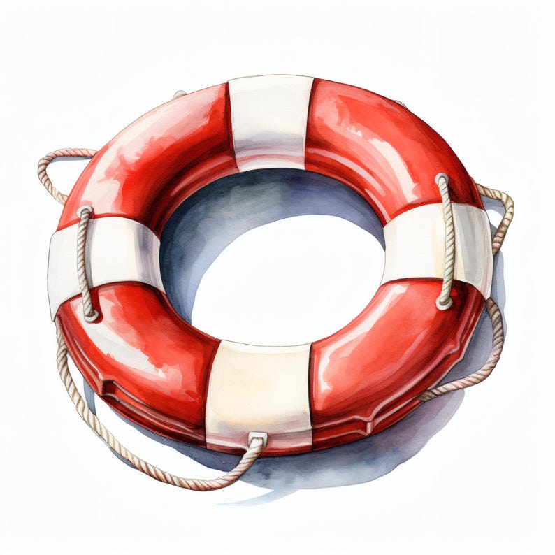 Lifebuoy Ring Clipart, Nautical Rescue Images, 10 Watercolor Clip Art ...