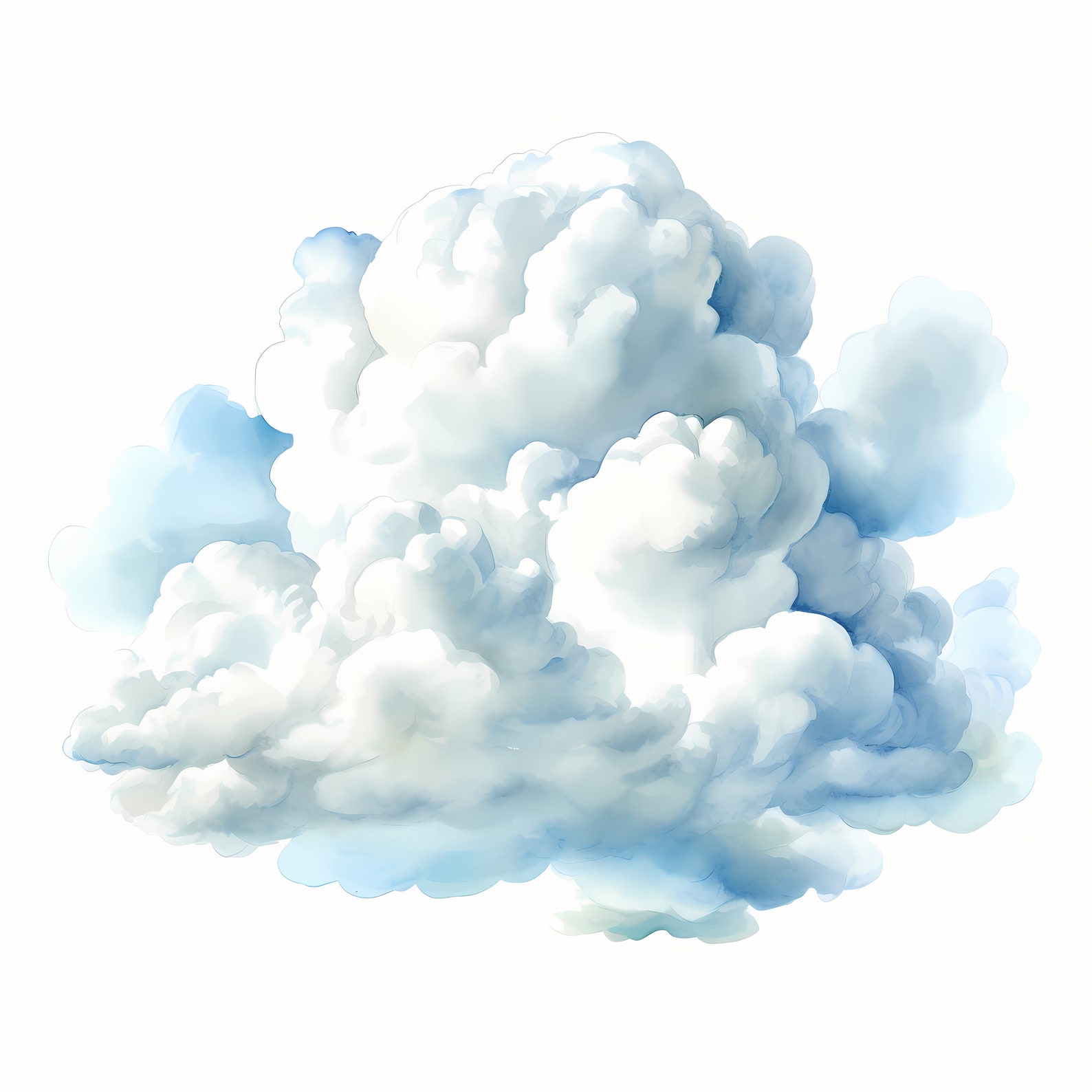 Pastel Clouds Watercolor Clipart: Blue Sky Images (JPG, Commercial Use ...