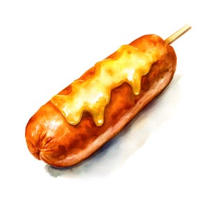 Corn Dog Clipart, Street Food Images, 10 Watercolor Clip Art, Printable ...