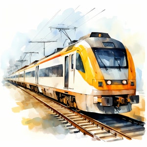 Express Train Clipart, Abandoned Train Images, 10 Watercolor Clip Art ...