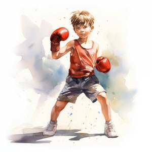 Children Boxing Clipart, Boxing Sport Images, 10 Watercolor Clip Art ...