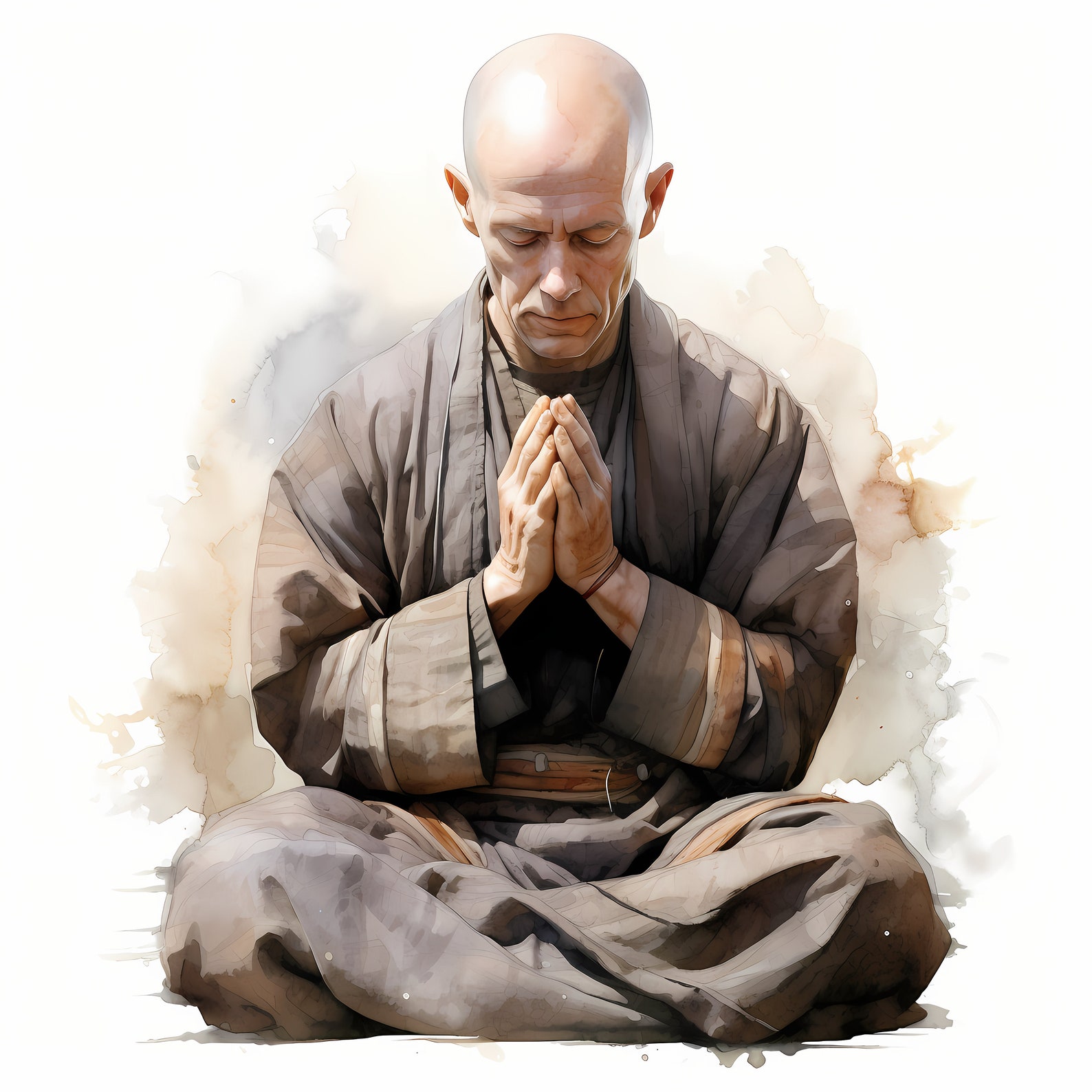 Monk Praying Clipart, Priest Praying Images, 10 Watercolor Clip Art ...