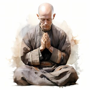 Monk Praying Clipart, Priest Praying Images, 10 Watercolor Clip Art ...