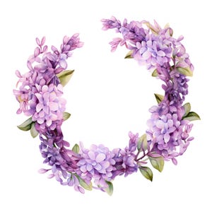 Lilac Wreath Clipart, Wedding Flowers Images, 10 Watercolor Clip Art ...