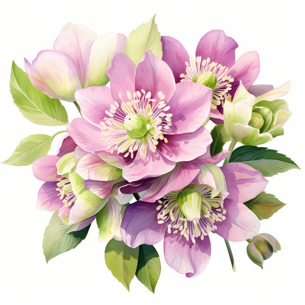 Hellebores Watercolour - Etsy