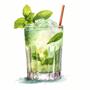 Mint Julep Clipart, Mint Julep Cocktail Images, 10 Watercolor Clip Art ...