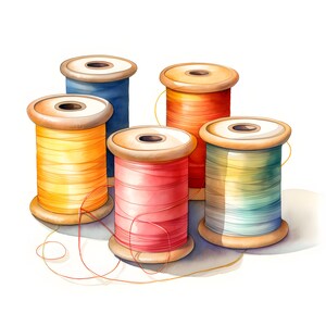 Spools of Thread Clipart, Vintage Thread Images, 10 Watercolor Clip Art ...