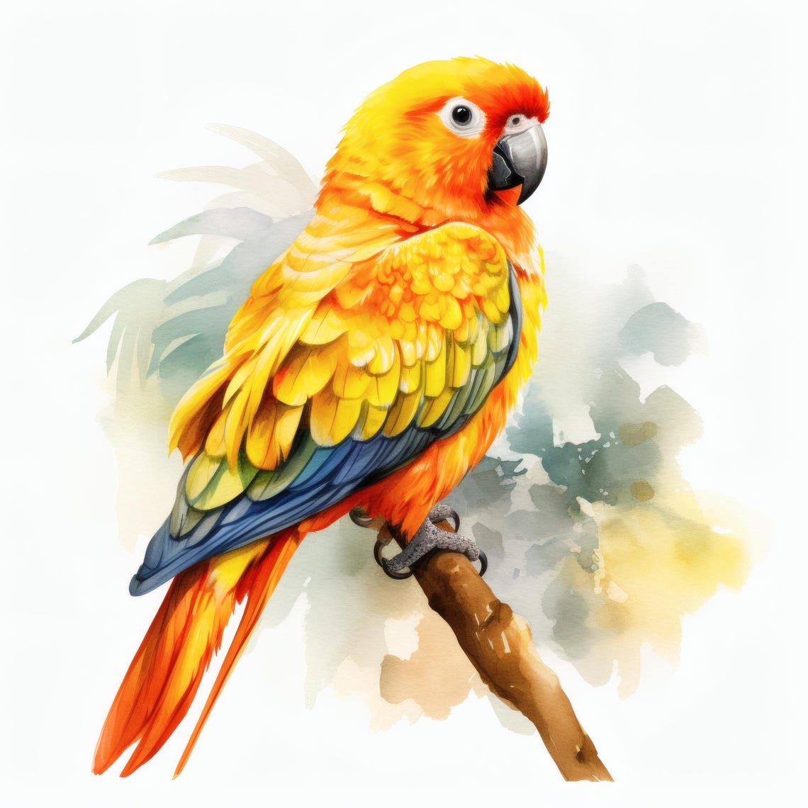 Sun Conure Clipart, Colorful Parrot Images, 10 Watercolor Clip Art ...