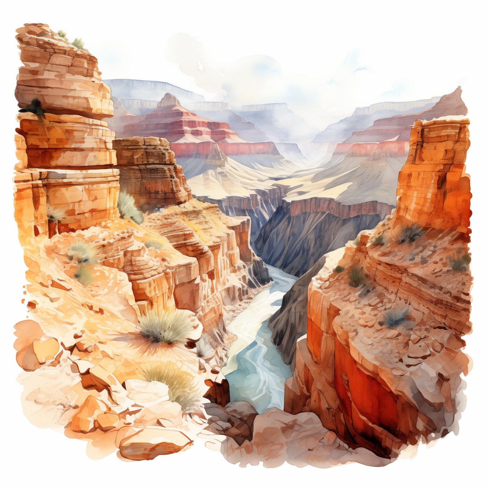 Grand Canyon Clipart, Grand Canyon Landscape Images, 10 Watercolor Clip ...