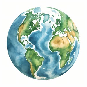 Watercolor Earth Clipart: Globe Images for Commercial Use (jpgs) - Etsy