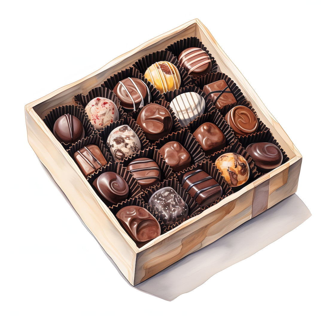 Chocolate Box Clipart, Box of Chocolate Images, 10 Watercolor Clip Art ...